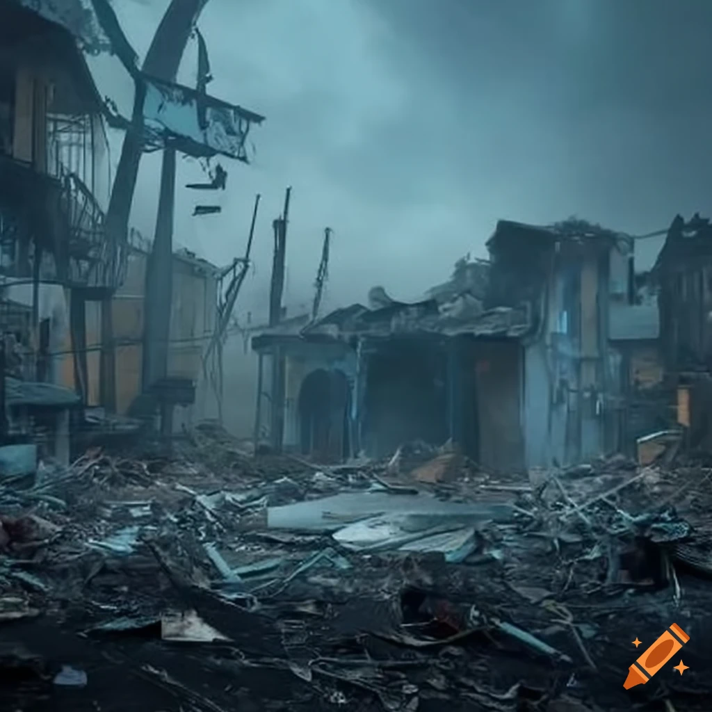 Desolate playground after global devastation