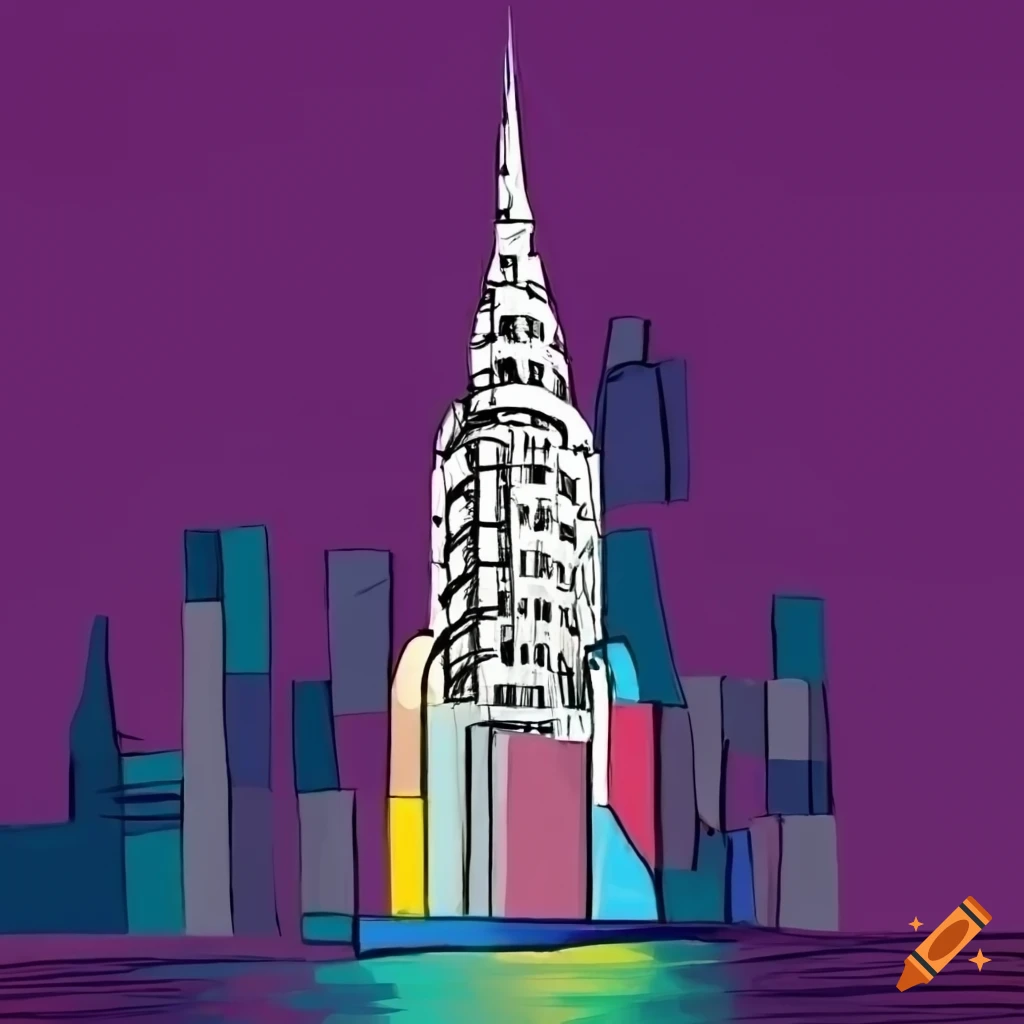 Abstract cubism illustration of the chrysler building