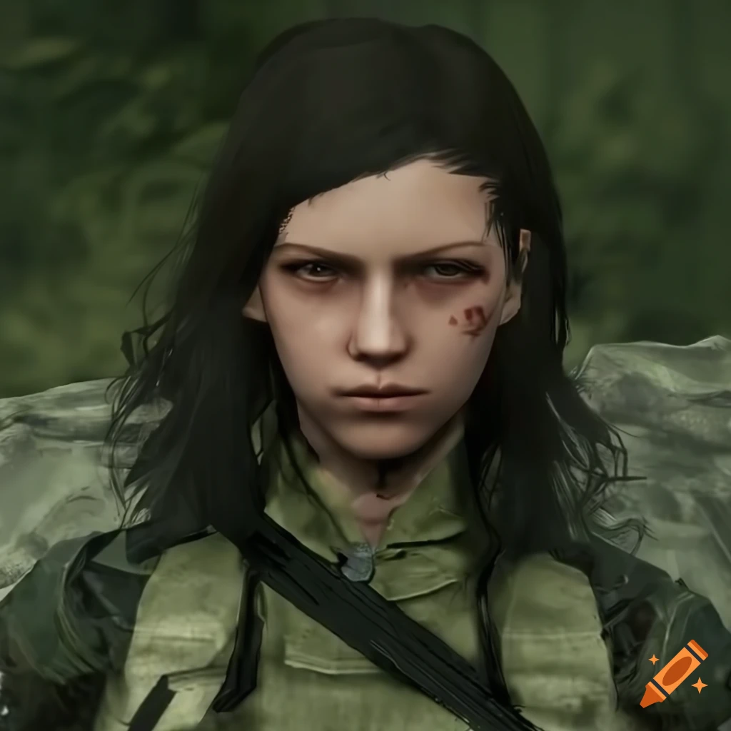 Female character in military gear from metal gear solid v on Craiyon
