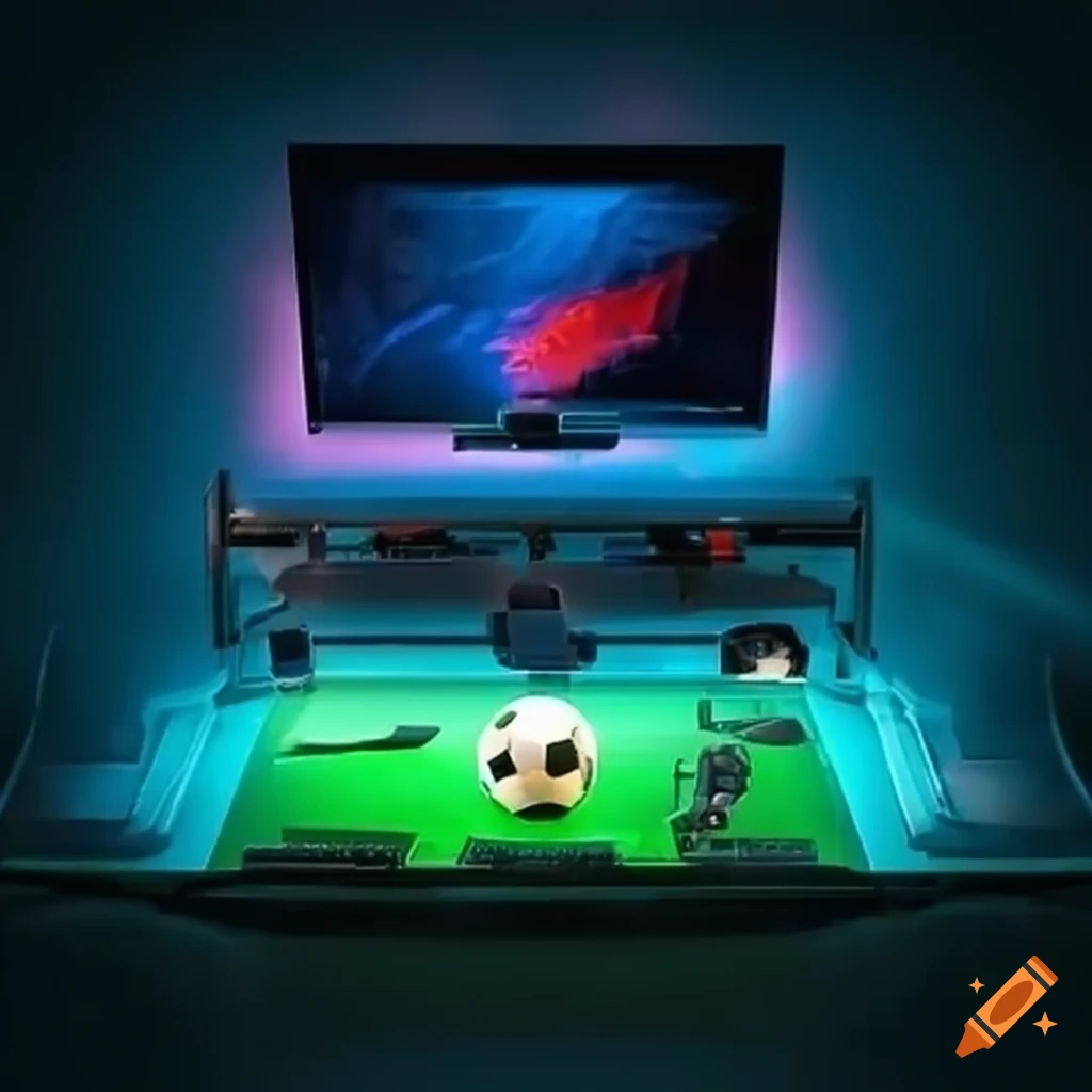 Gaming setup in a soccer stadium