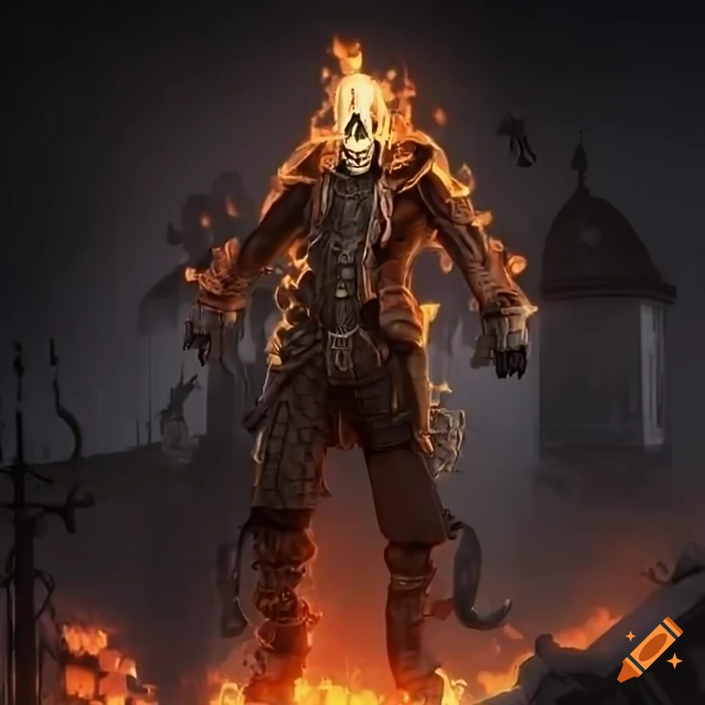 Character design of a steampunk ghost rider on Craiyon