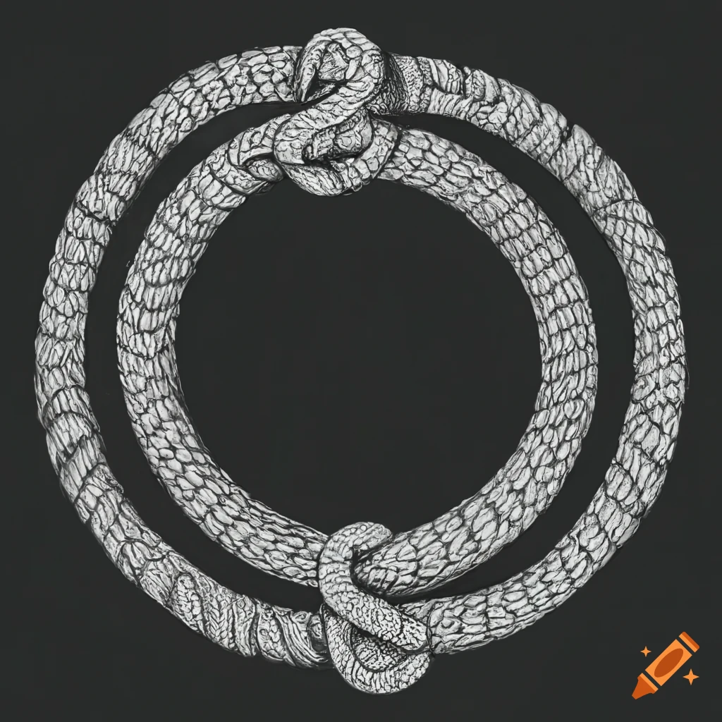 Artistic representation of intertwined twin snakes on Craiyon