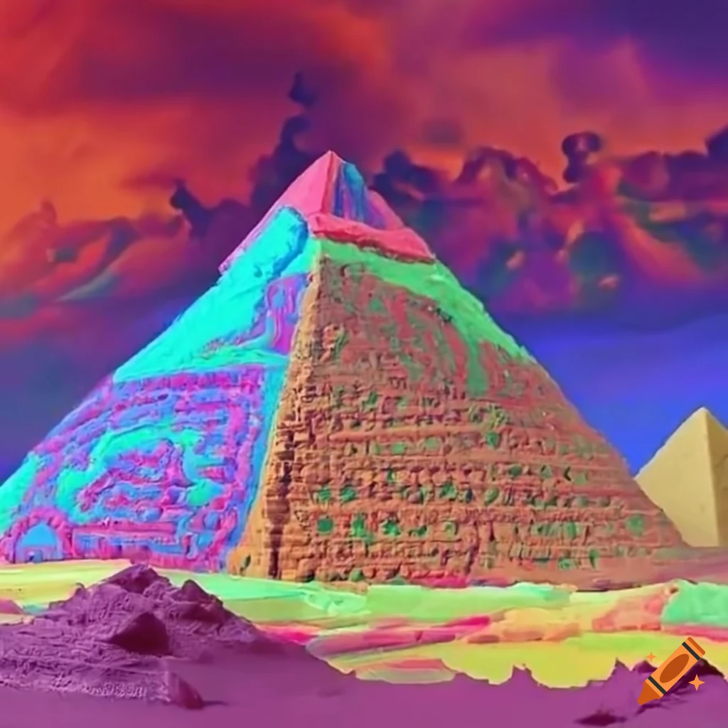 Plasticine sculpture of psychedelic pyramids