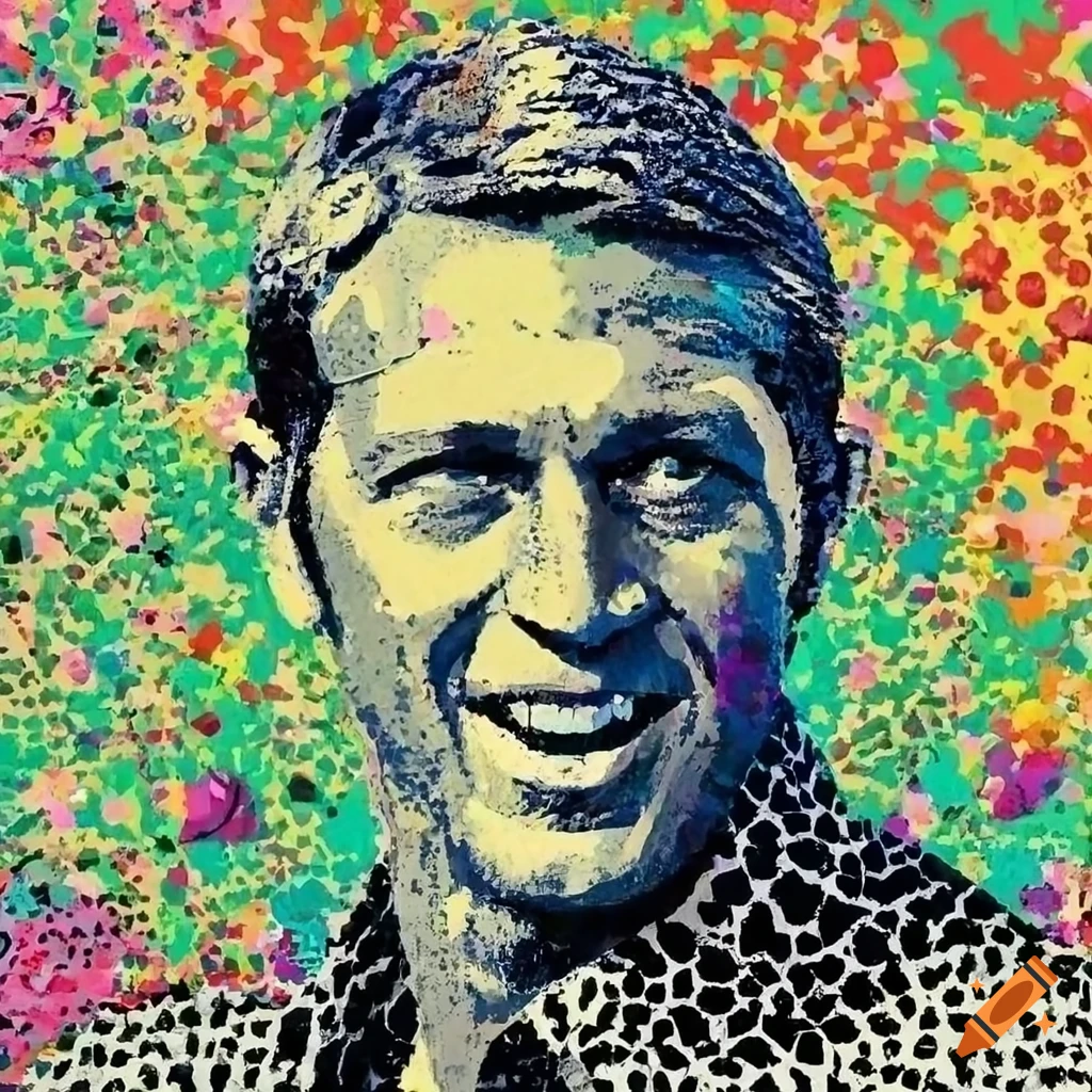 Dotted art portrait of steve mcqueen on Craiyon