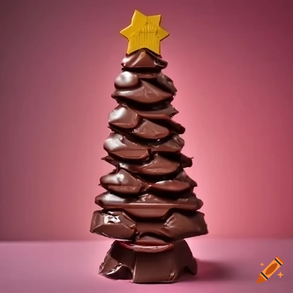 Delicious christmas tree made of swiss chocolate on Craiyon