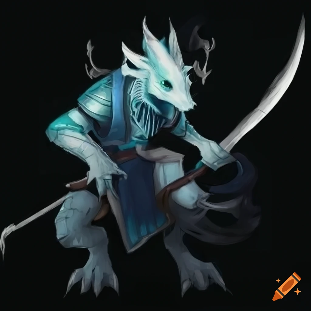 Illustration of a kobold warrior in cyan armor