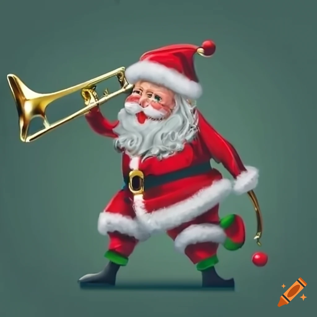 Santa claus playing a trombone on Craiyon