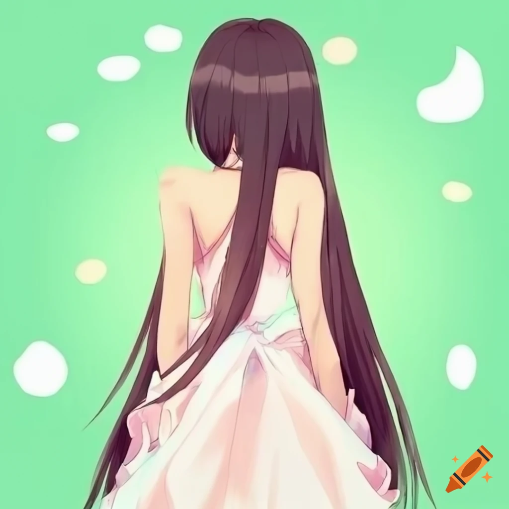 Back view of a girl in anime style