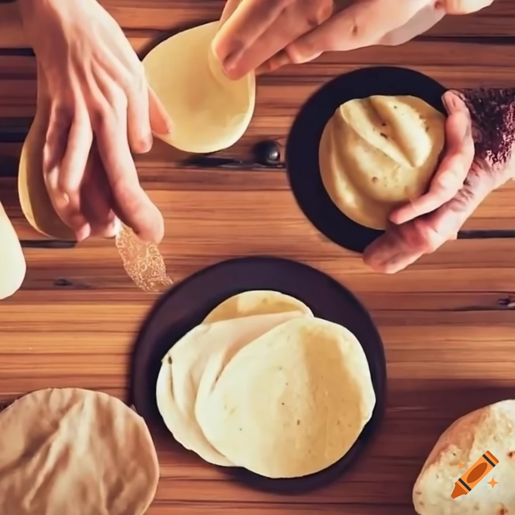 Family making traditional mexican tortillas