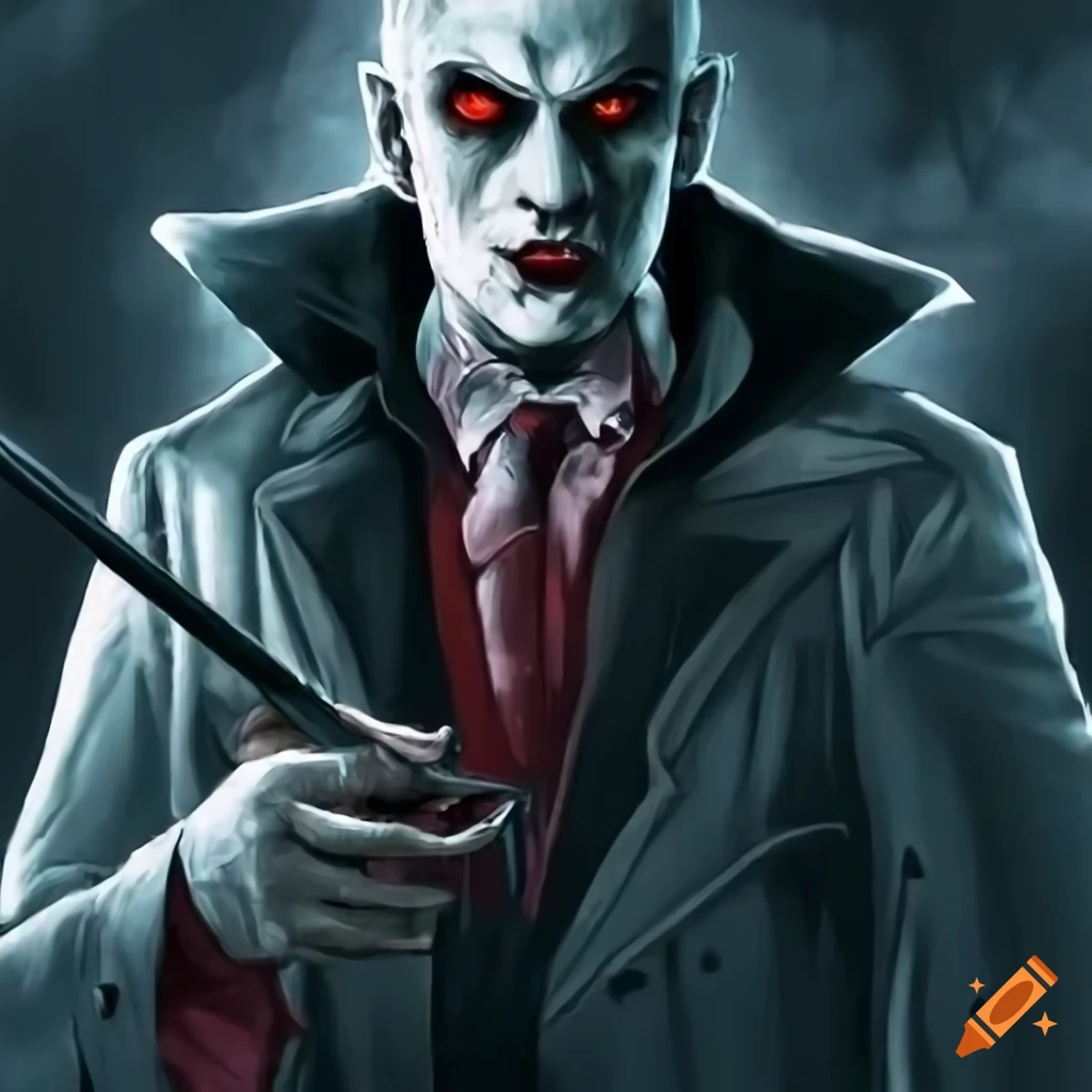 Vampire detective illustration