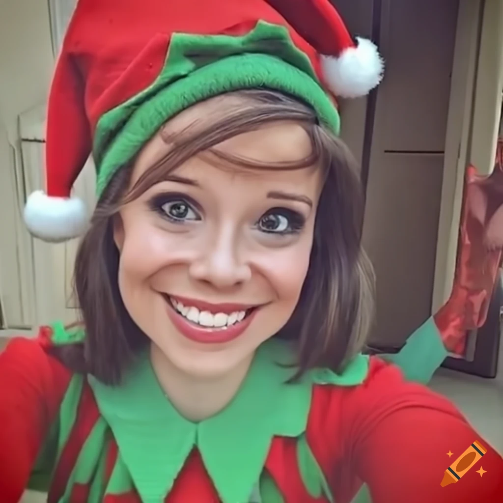 Hispanic christmas elf taking a selfie