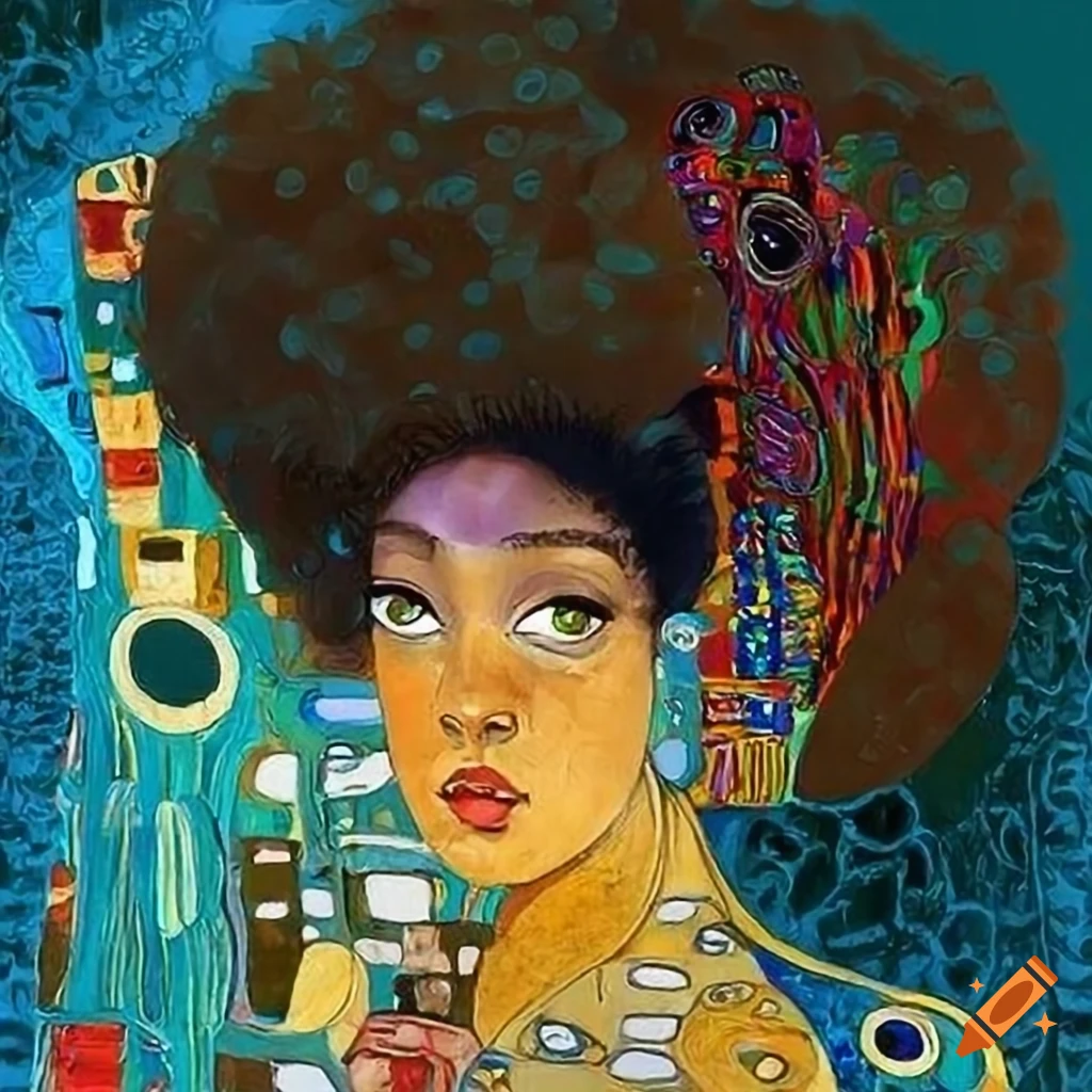 Gustav Klimt style portrait of a beautiful African girl on Craiyon