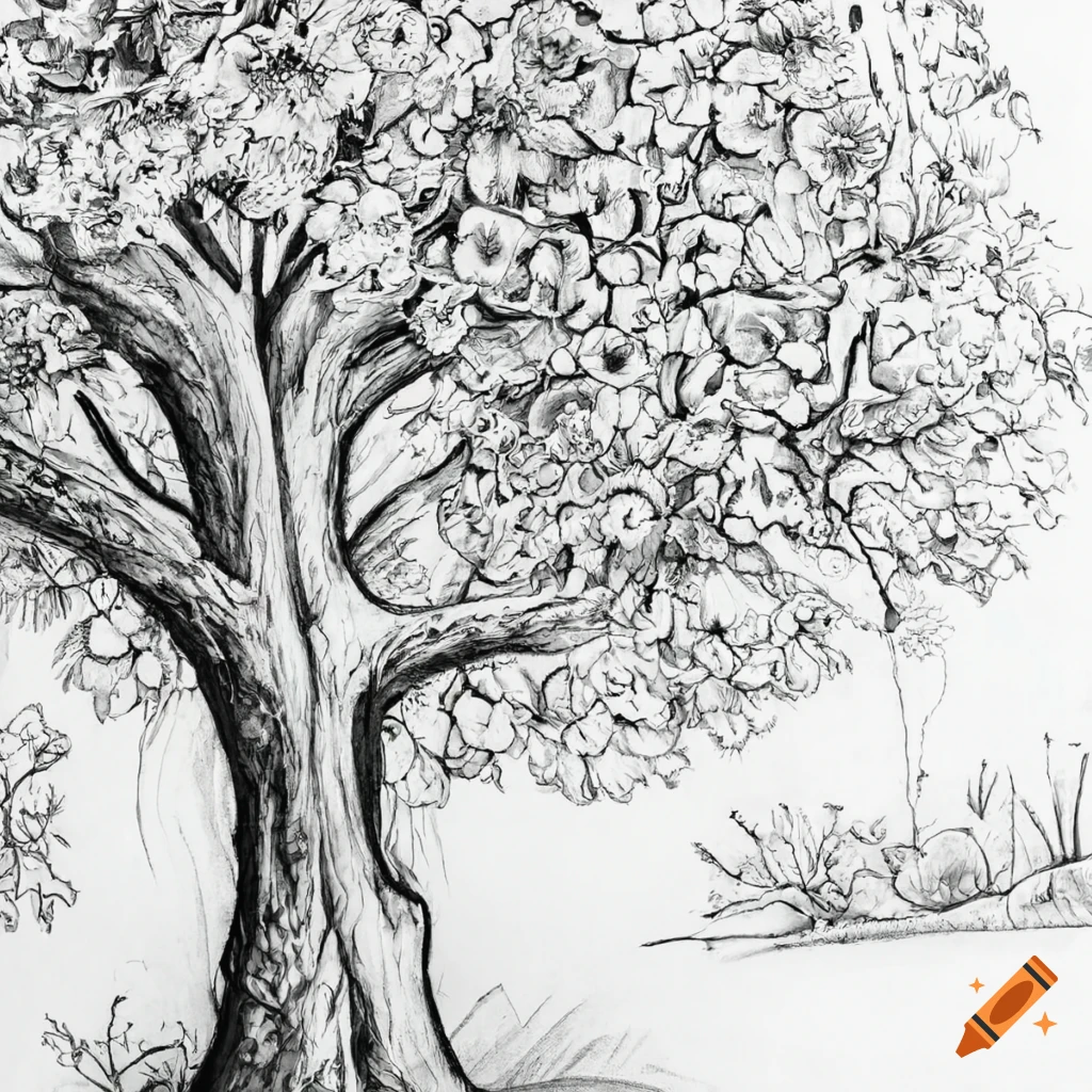 Vibrant and detailed forest with colorful flowers