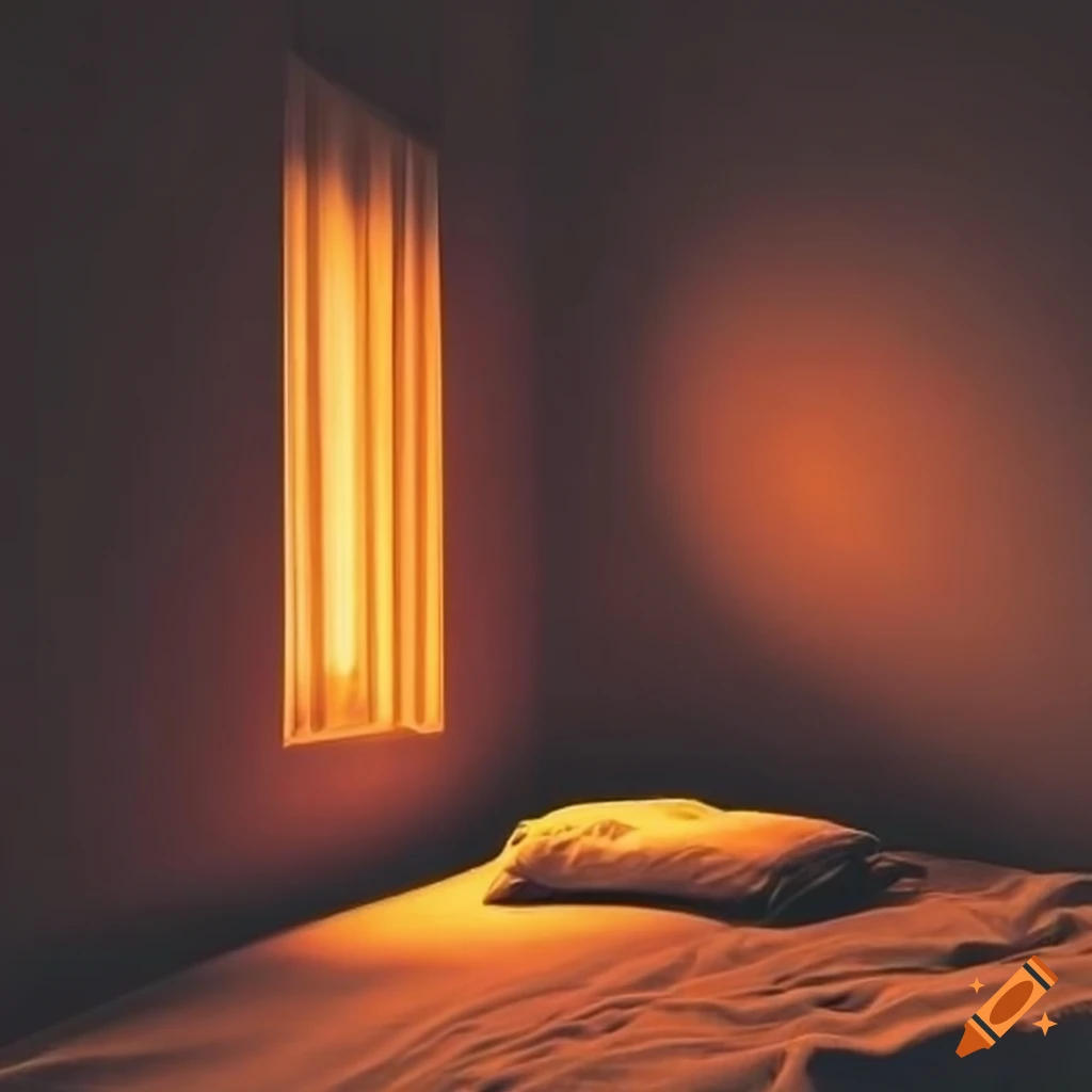 Cozy bedroom with warm orange light