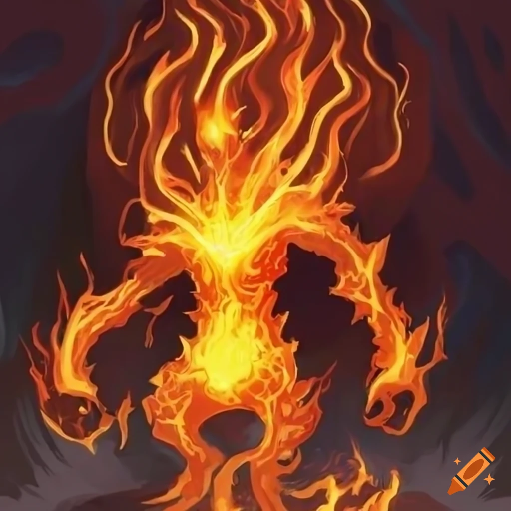 Dungeons and dragons style fire elemental artwork on Craiyon
