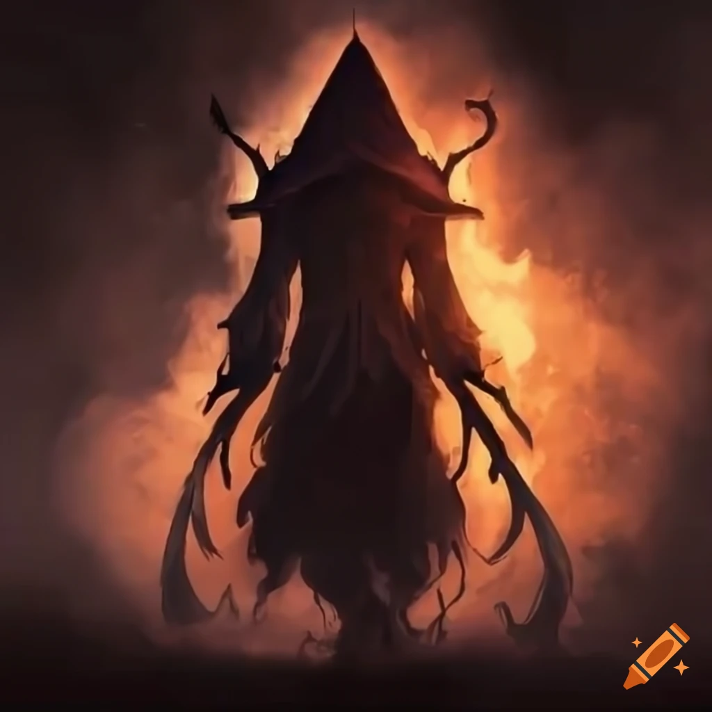 Epic castlevania design of an elemental mage fighting demons