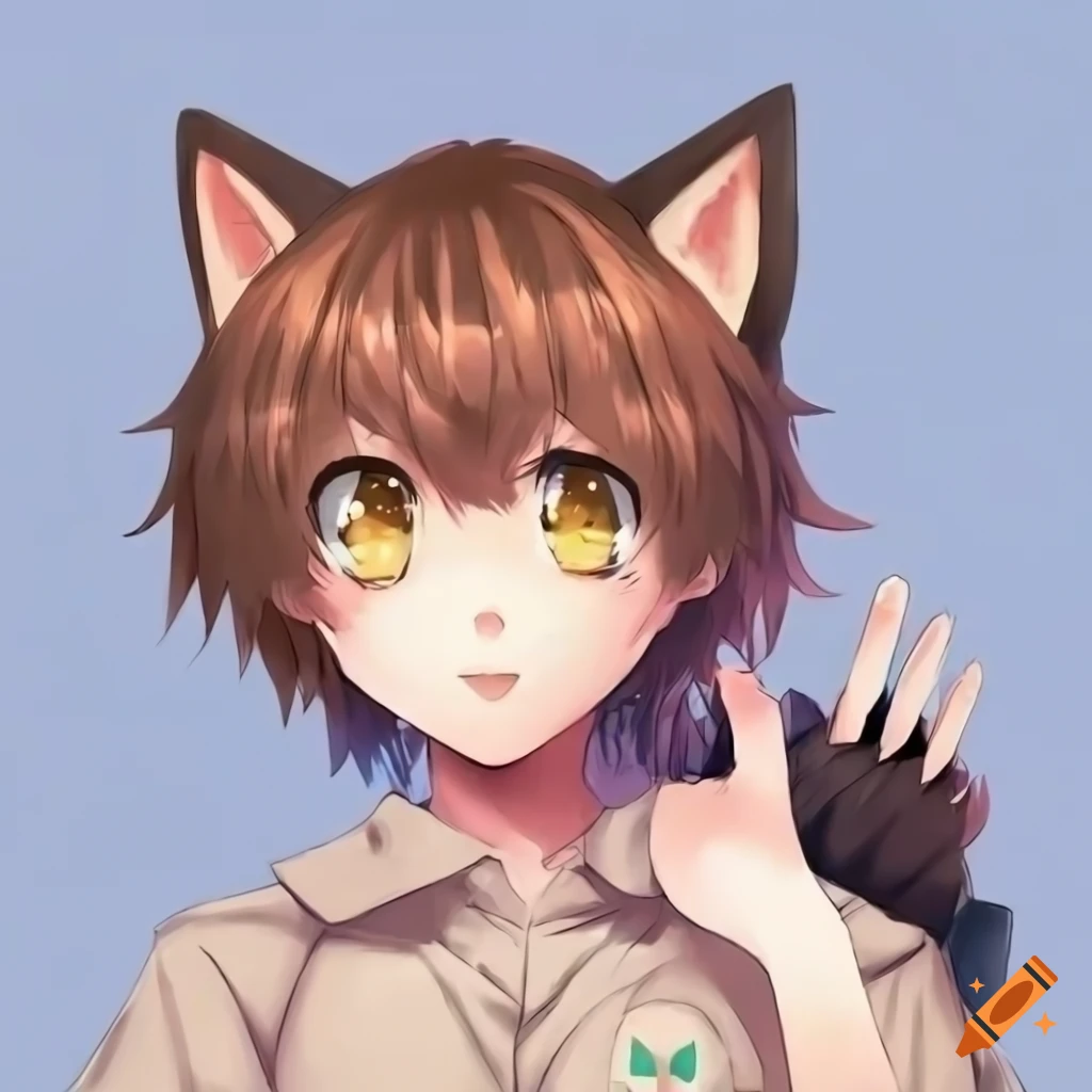 Heartwarming illustration of anime siblings with wolf features