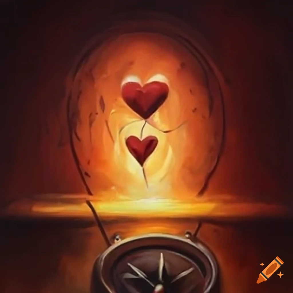 Compass with heart-shaped needles