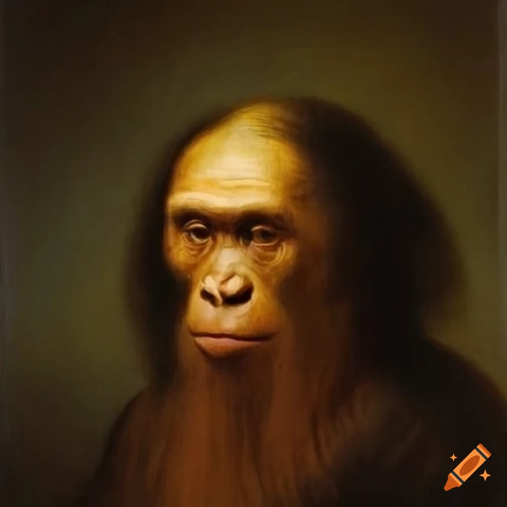 Portrait painting of an australopithecus by caspar david friedrich on ...