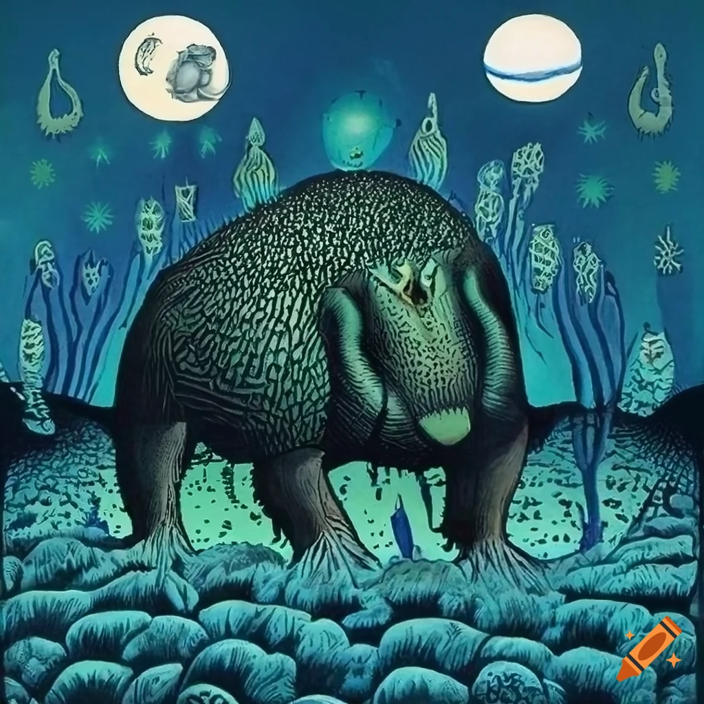 Abstract serigraph combining Native Salish and Russian fairytale motifs ...