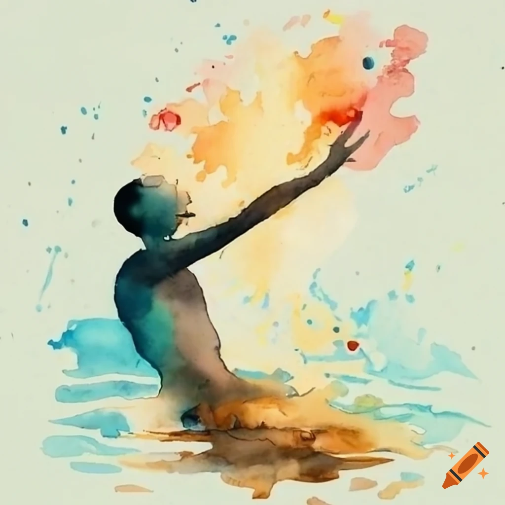 Aquarelle painting of a person sinking in quicksand on Craiyon