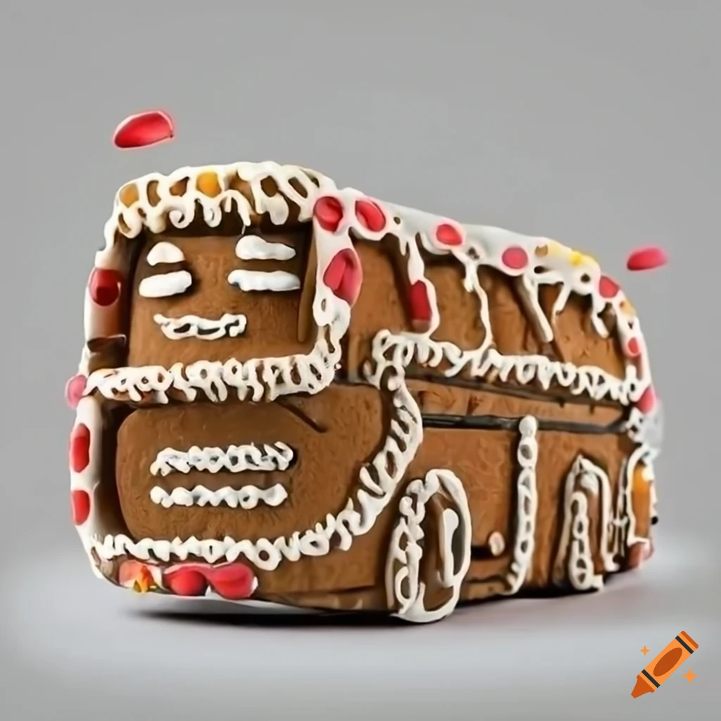 Gingerbread bus with passengers