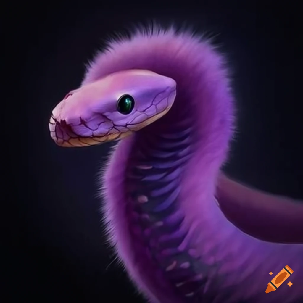 Vibrant purple fur-covered snake