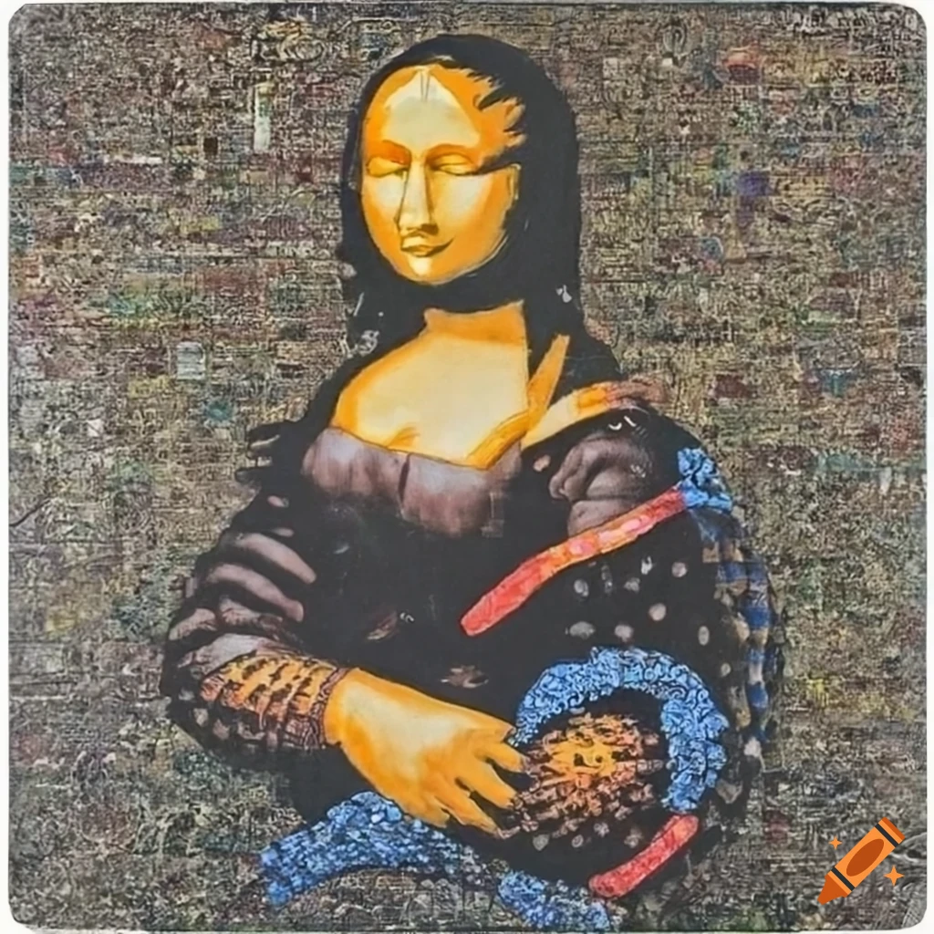 Collage artwork of mona lisa