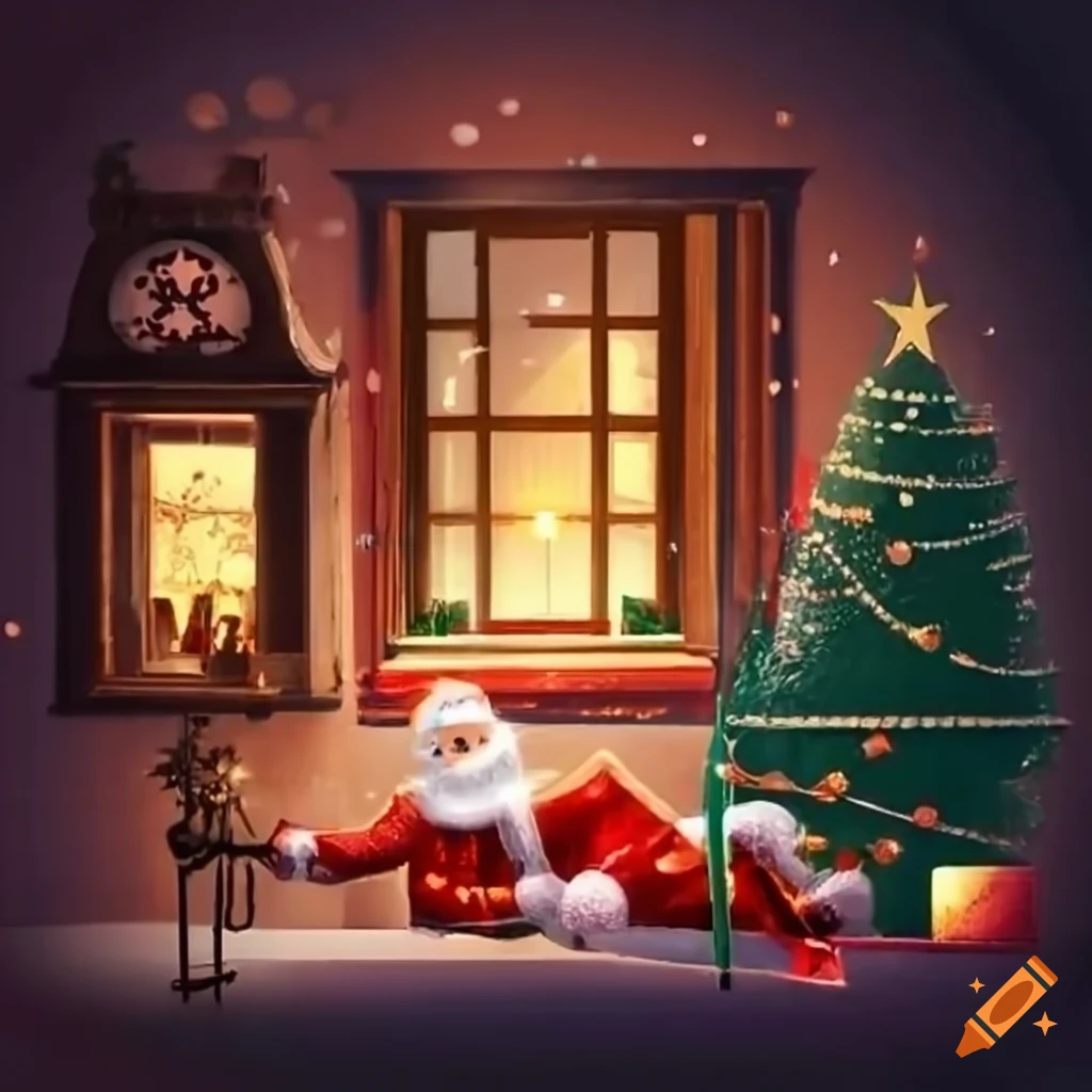 Festive Christmas scene with a lantern in a snow-covered alley on Craiyon