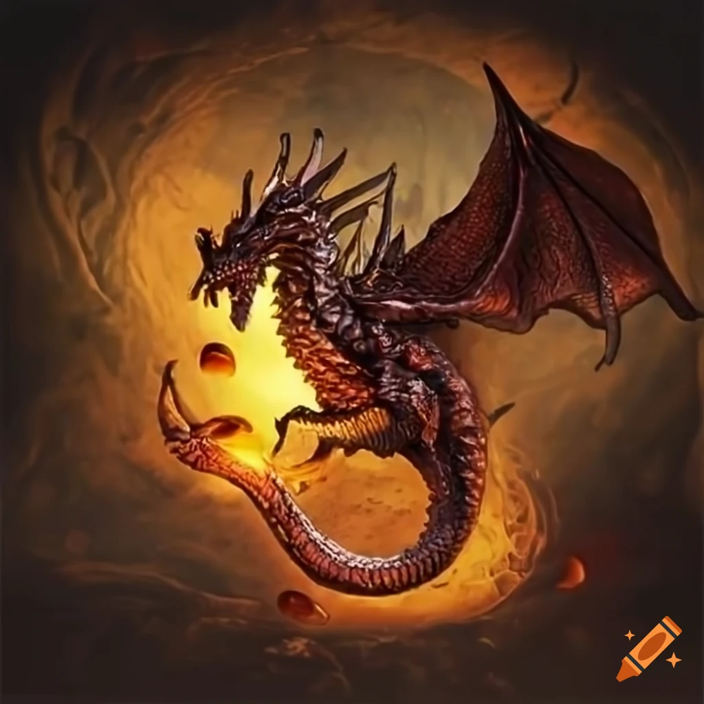 Image of a mythical dragon sealed in amber