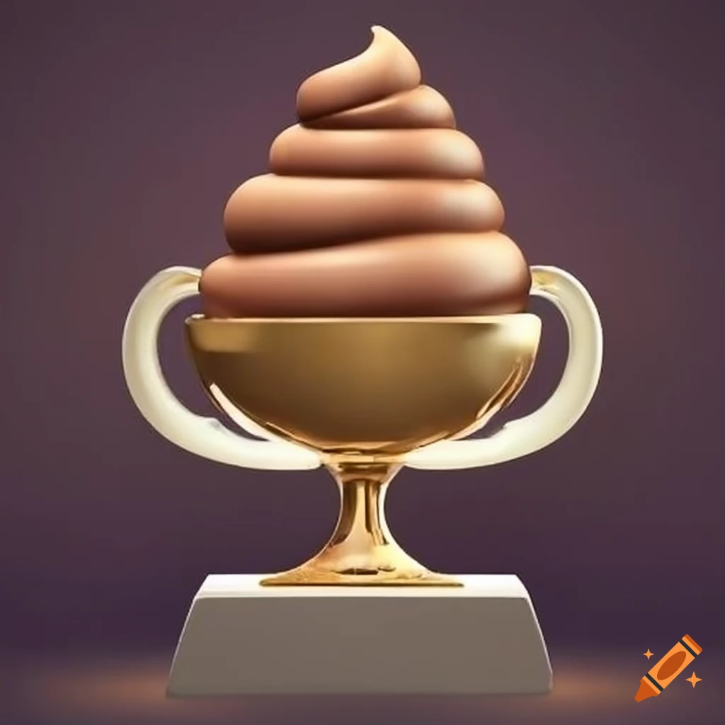 Trophy shaped like a poop emoji