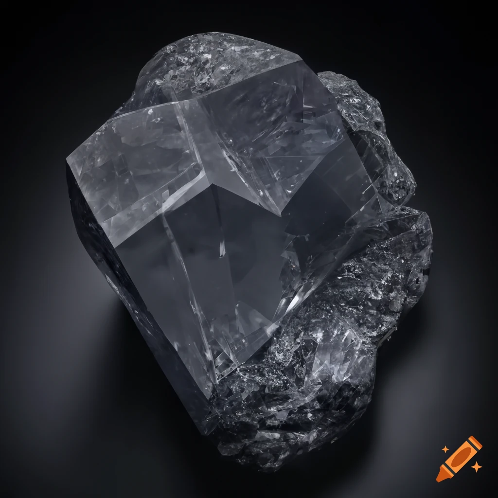 Promotional photograph of a vibrant dark gray crystal stone on Craiyon