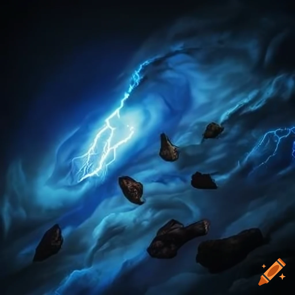 Image of lightning striking rocks