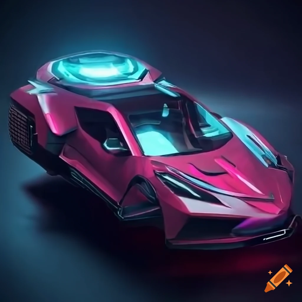 Cyberpunk concept art of a corvette c8 hover car