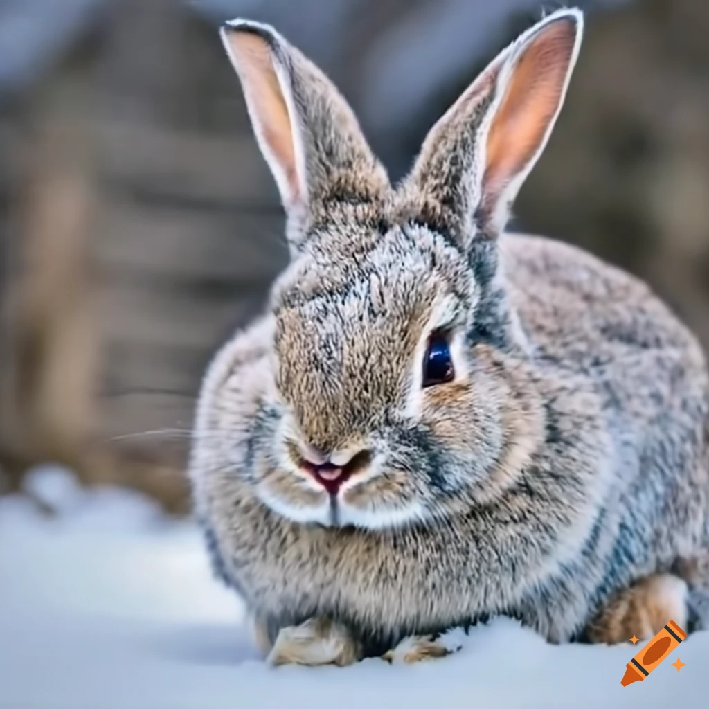 Rabbit in the winter mountains