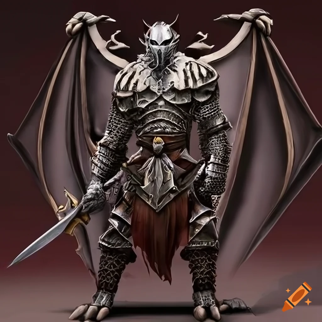 Medieval knight in gargoyle armor with sword on Craiyon