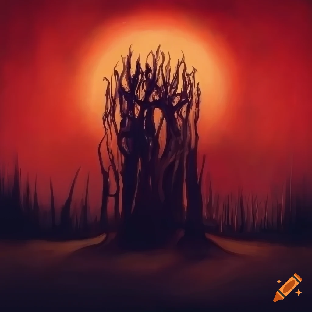 Surreal artwork of a bone forest