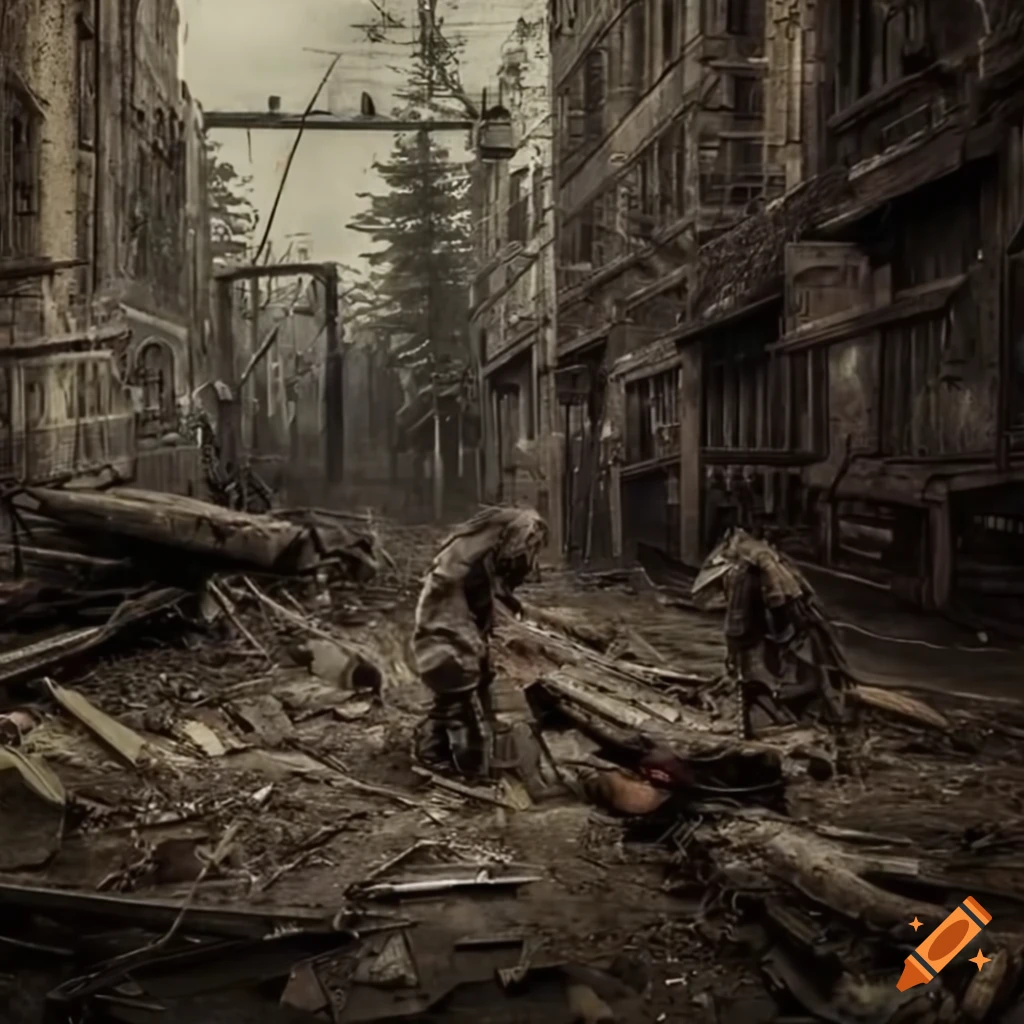 Post-apocalyptic aftermath with solitude on Craiyon