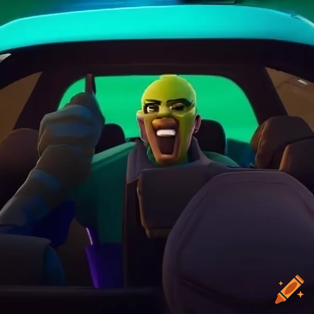 Funny branded brawler character from fortnite in green clothes on Craiyon