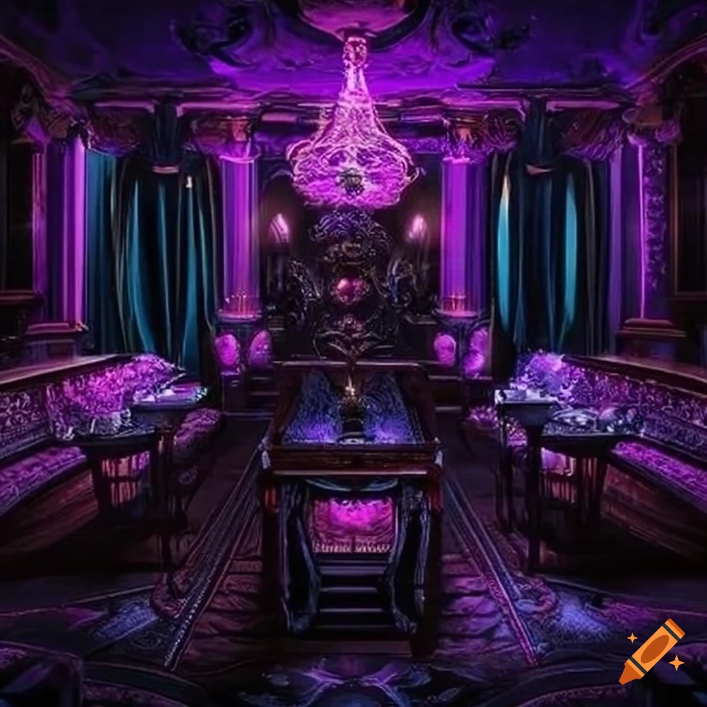 Elegant and dark gentlemen's club with neon lights