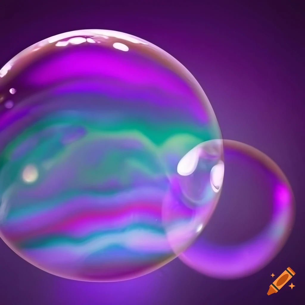 Vivid purple landscape inside a soap bubble on Craiyon