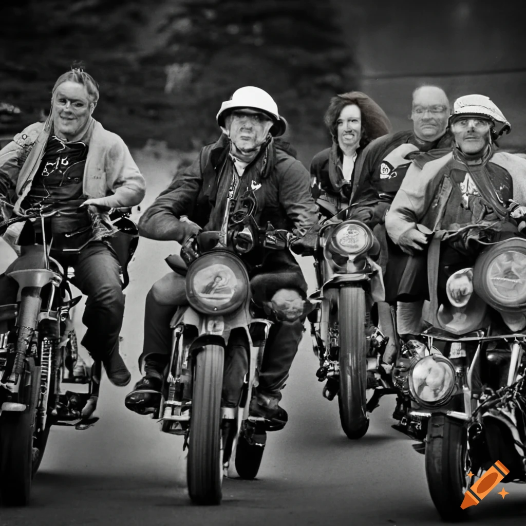 Group of bikers riding motorcycles