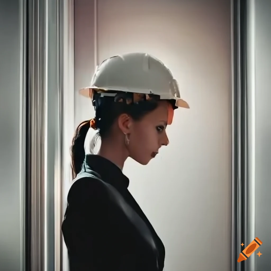Female engineer in an elevator on Craiyon