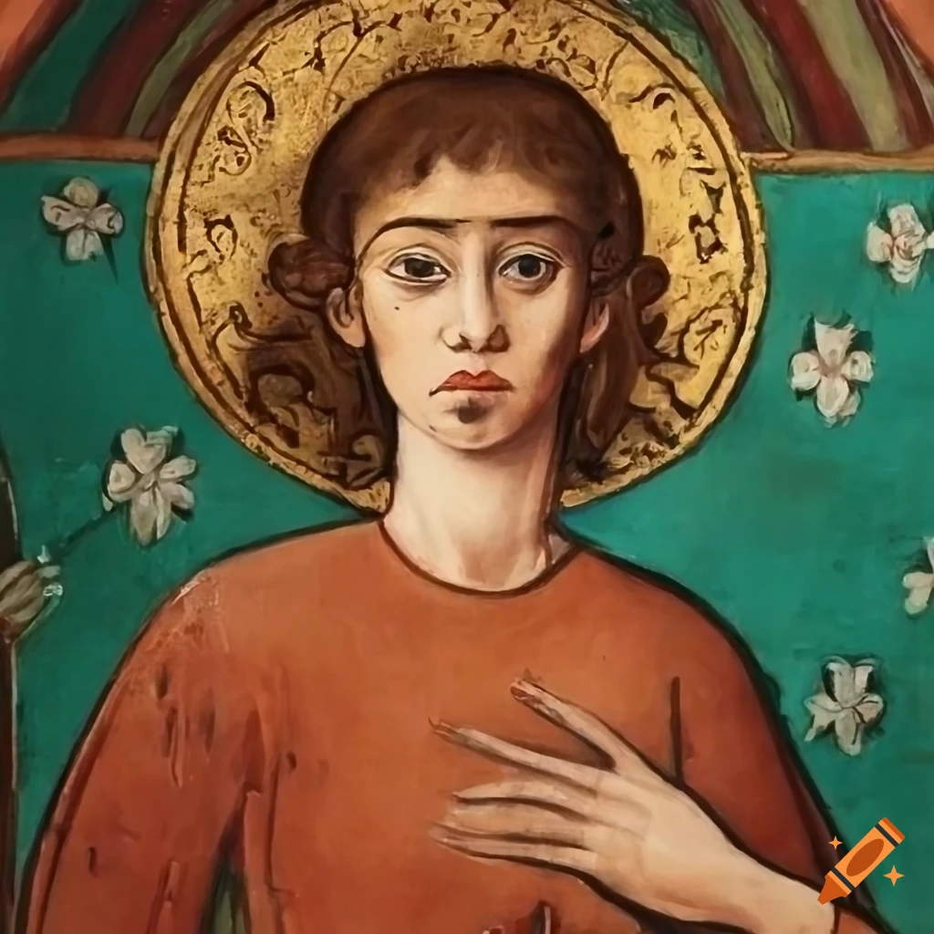 Medieval painting of a handsome young man on Craiyon