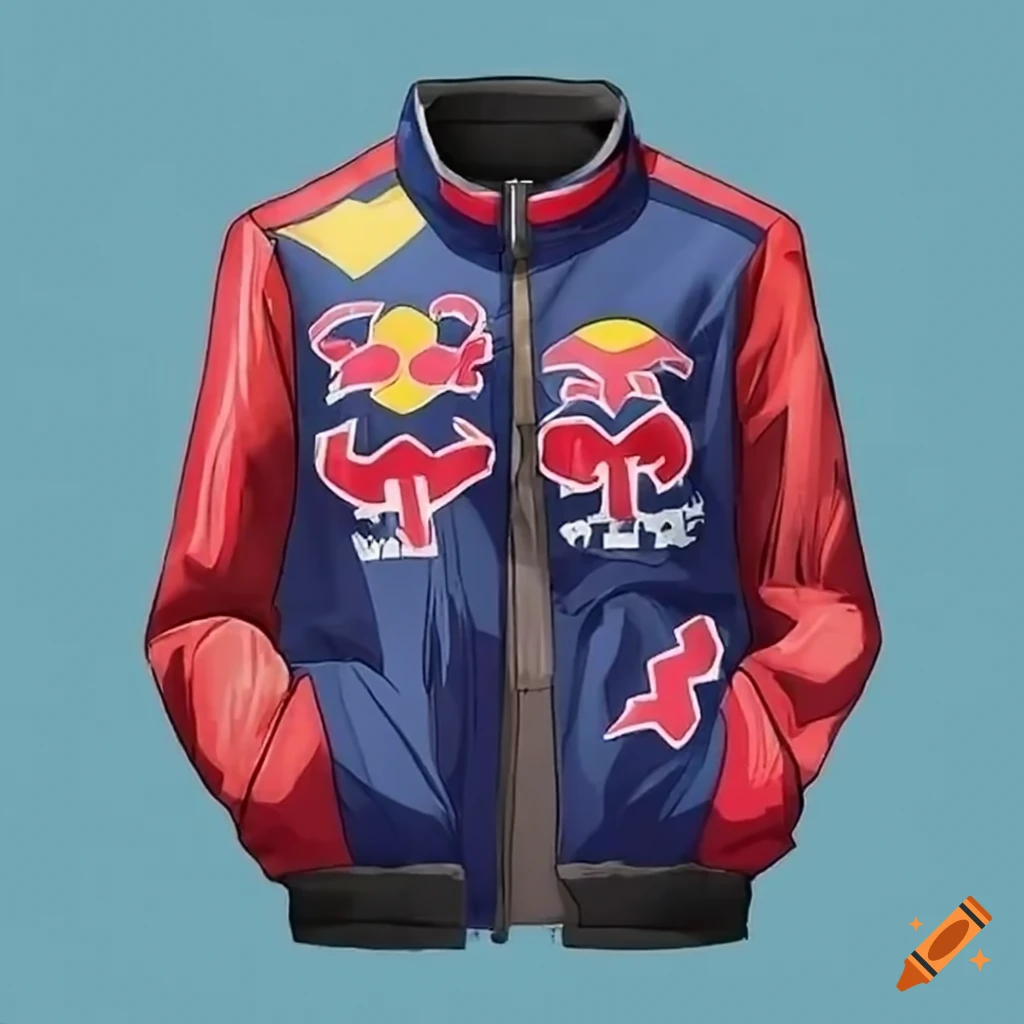 Redbull racing jacket in pokemon anime style