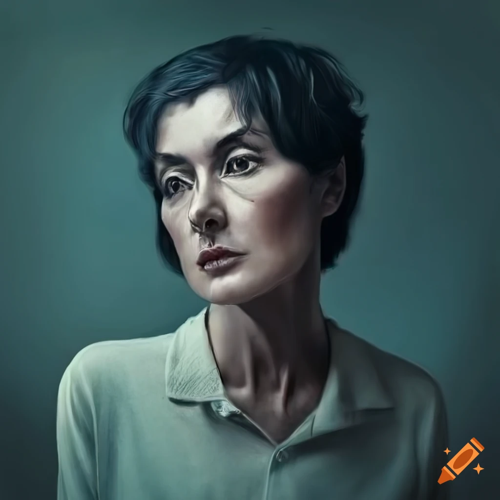 Hyperrealistic vintage portrait of a mature lady