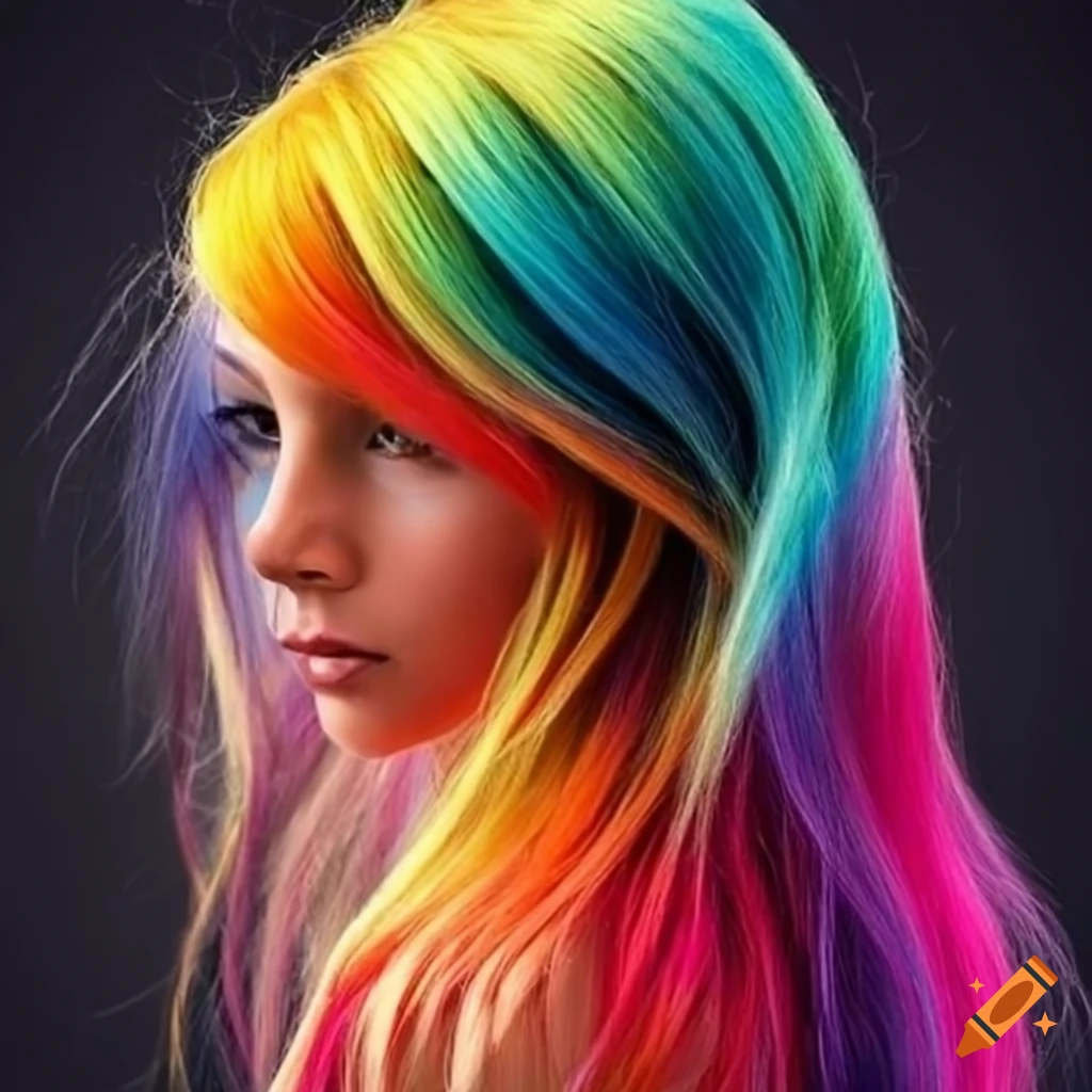 Colorful rainbow hair on Craiyon