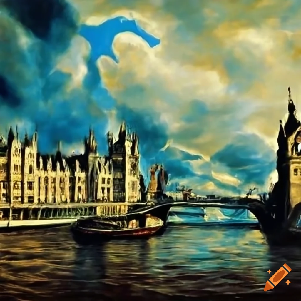 Artistic representation of london's river thames
