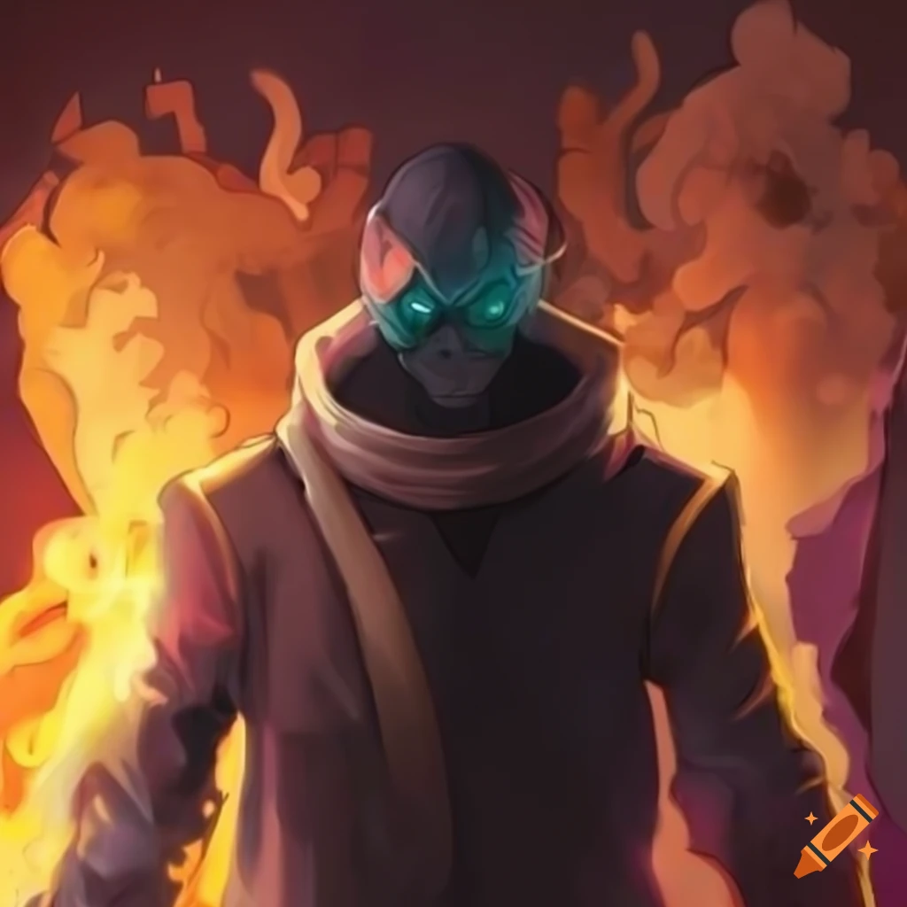 Artwork of a smoke-themed hero named kuro