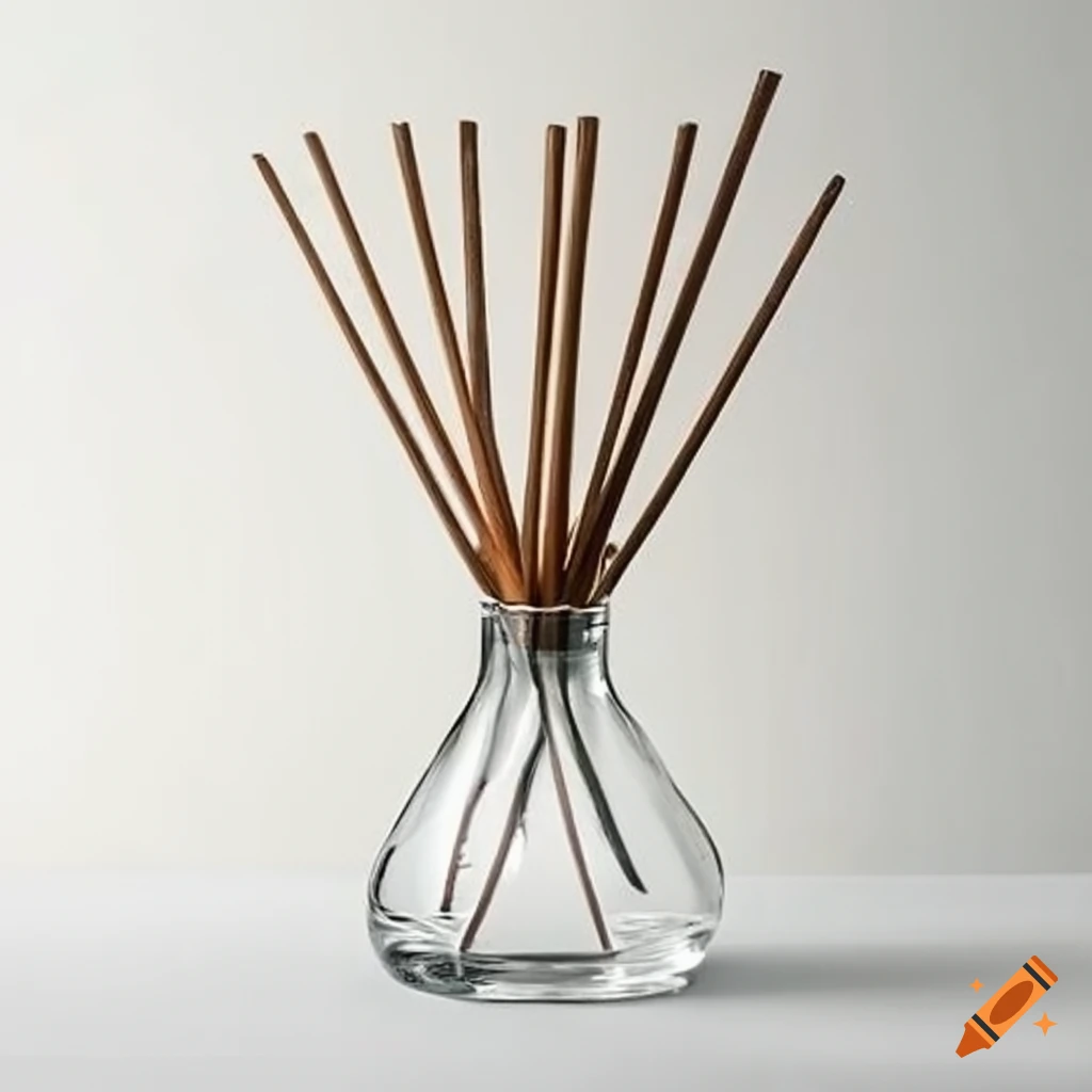 Clear glass reed diffuser on Craiyon